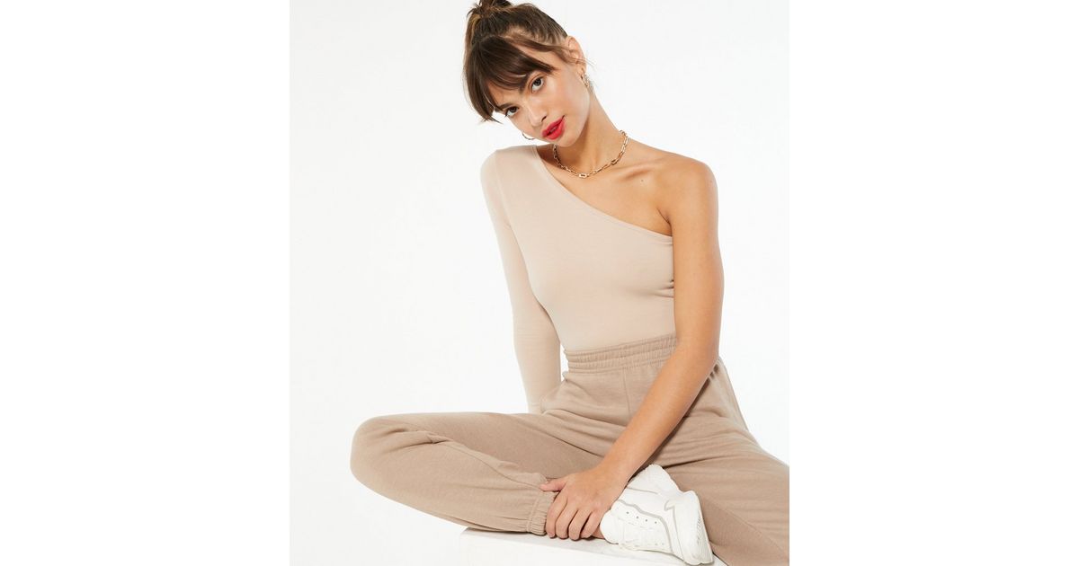 Light Brown One Shoulder Long Sleeve Bodysuit | New Look