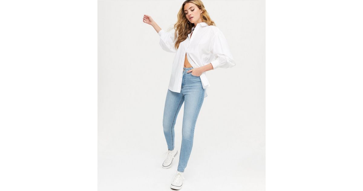 Pale Blue Light Wash Lift & Shape Jenna Skinny Jeans | New Look
