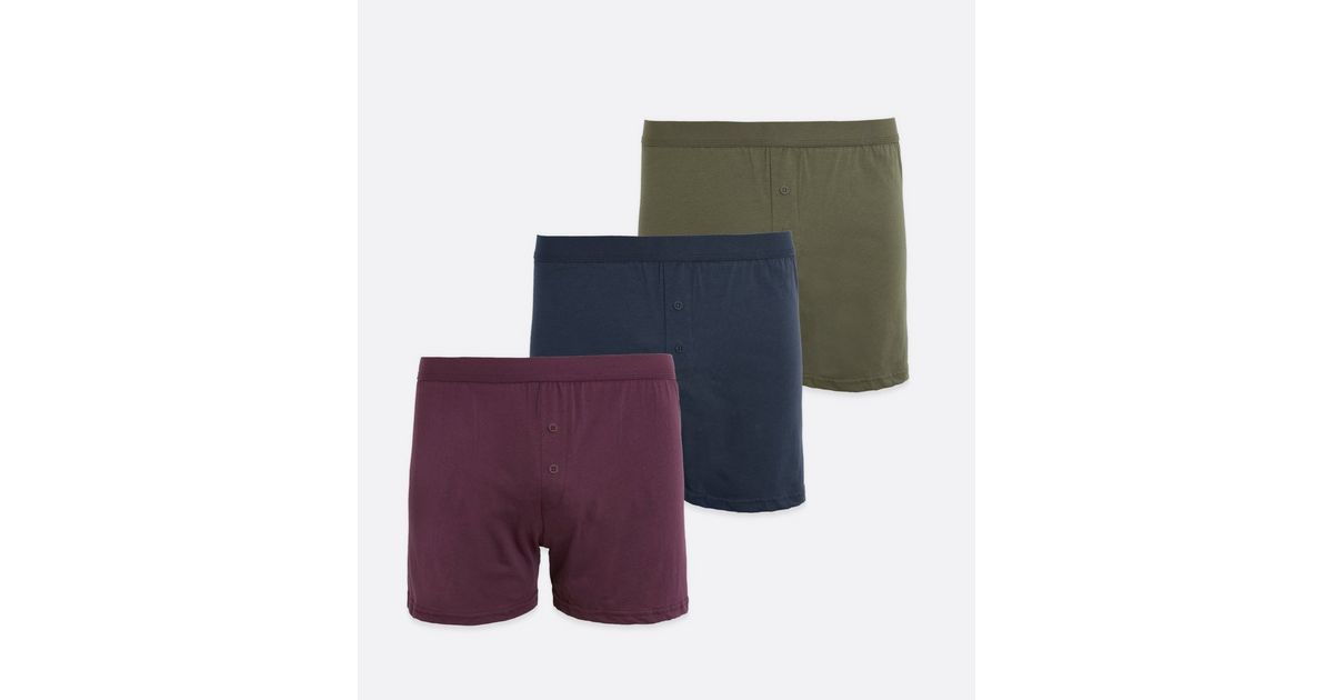 3 Pack Multicoloured Button Boxers | New Look