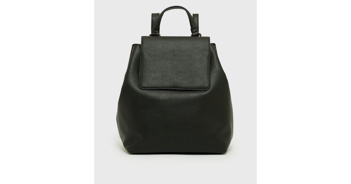 Black Leather-Look Slouchy Backpack | New Look