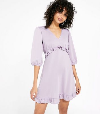 Lilac Frill Trim Mini Dress | New Look