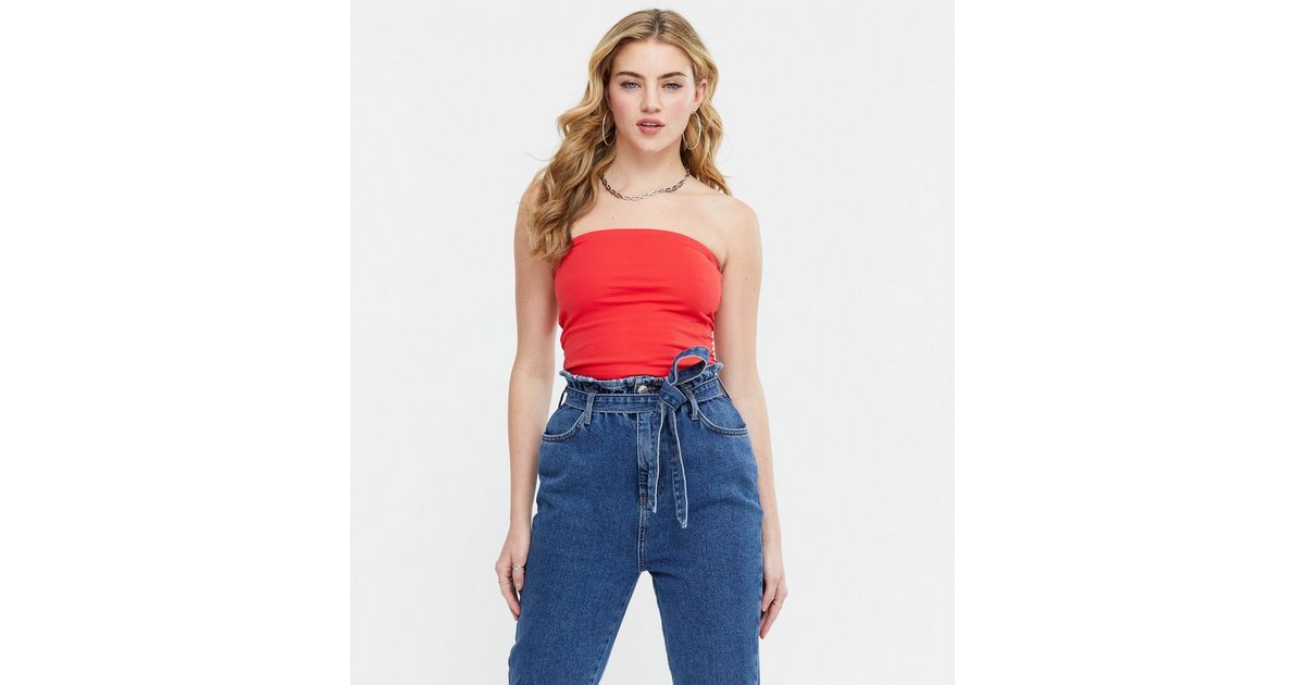 Red Bandeau Crop Top New Look
