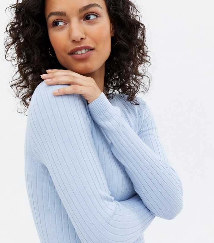 Pale Blue Ribbed Crew Neck Top | New Look