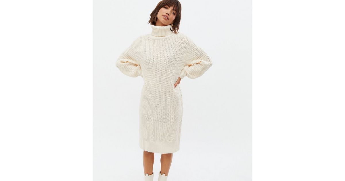 Off White Roll Neck Jumper Dress | New Look