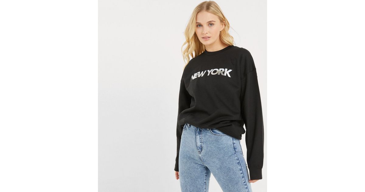 QUIZ Black New York Logo Sweatshirt | New Look