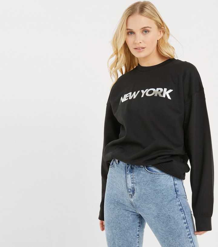 QUIZ Black New York Logo Sweatshirt | New Look