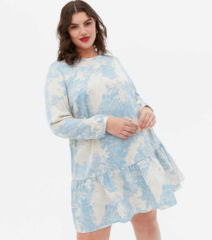 Vero Moda Curves Pale Blue Tie Dye Dress | New Look