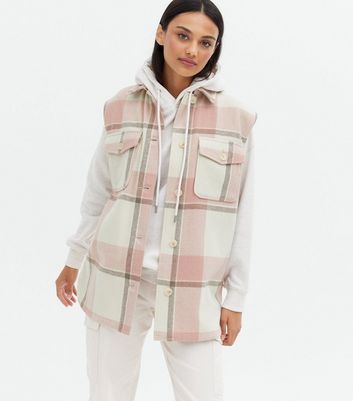 Pink Check Sleeveless Shacket | New Look