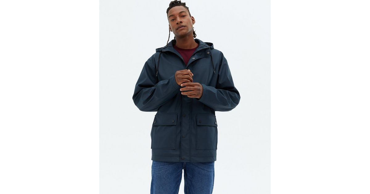 Navy Pocket Front Hooded Anorak | New Look
