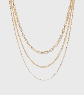 Gold Triple Layered Chain Necklace | New Look