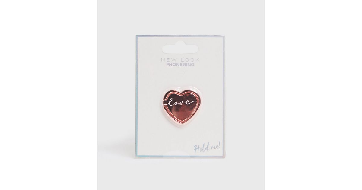 Rose Gold Heart Phone Ring | New Look