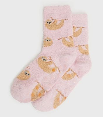 Girls Pink Sloth Fluffy Socks | New Look