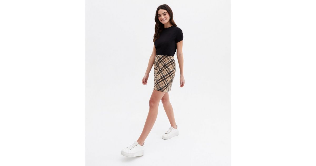 Brown Check High Waist Mini Skirt | New Look