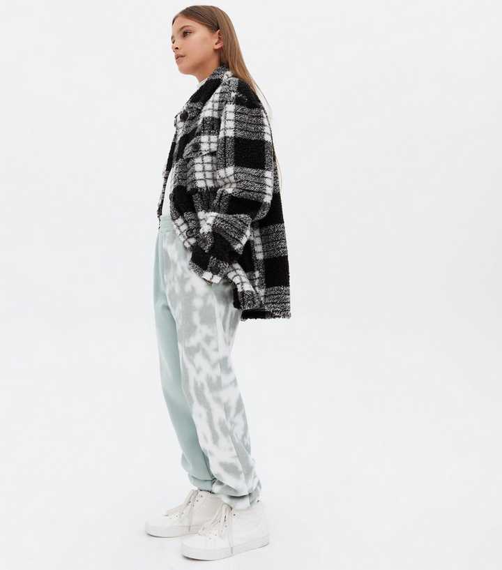 Girls Black Check Teddy Shacket | New Look