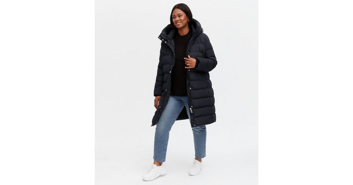 Blue Vanilla Curves Navy Hooded Long Puffer Jacket | New Look