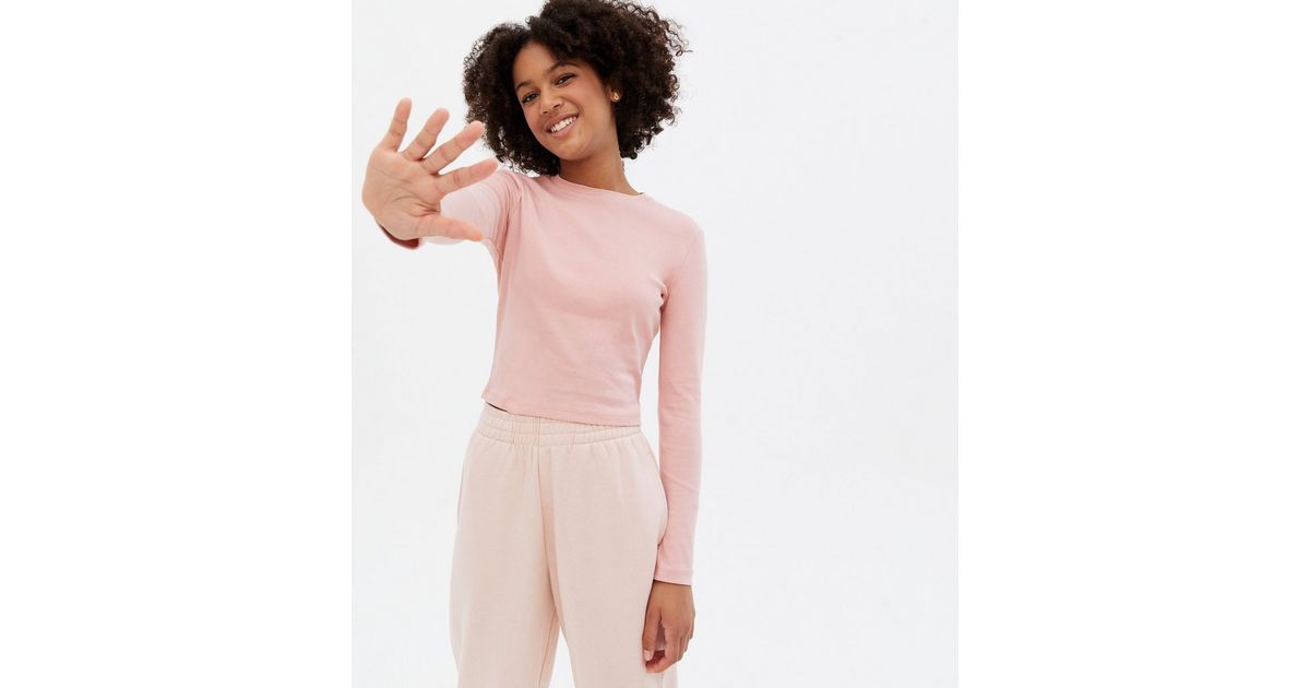 Girls Pale Pink Ribbed Long Sleeve Top | New Look