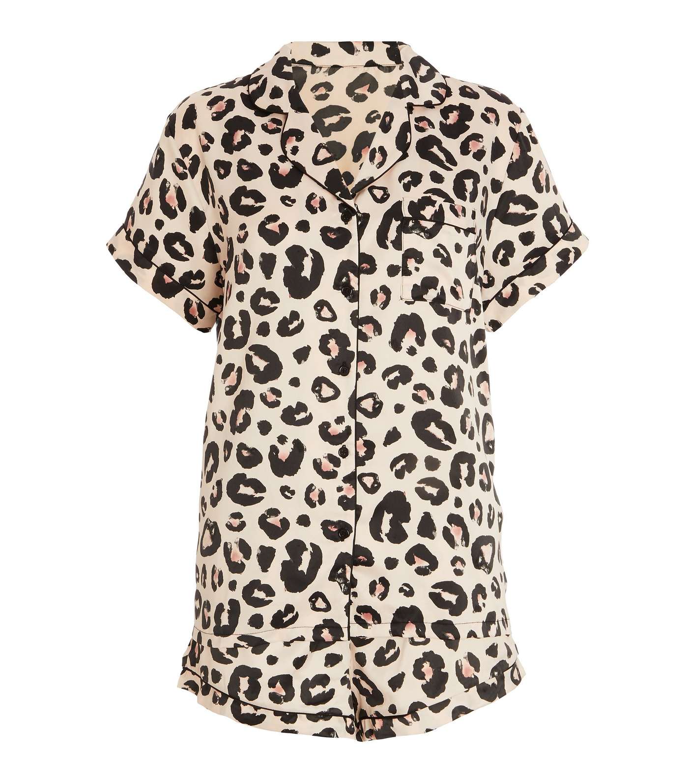 Quiz Pale Pink Leopard Print Satin Short Pyjama Set New Look