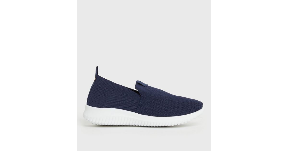 Navy Slip On Trainers | New Look