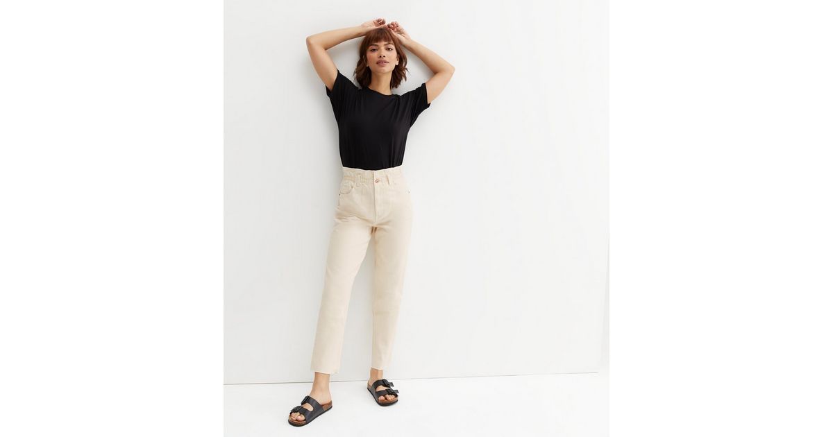 Off White Paperbag High Waist Dayna Tapered Jeans New Look