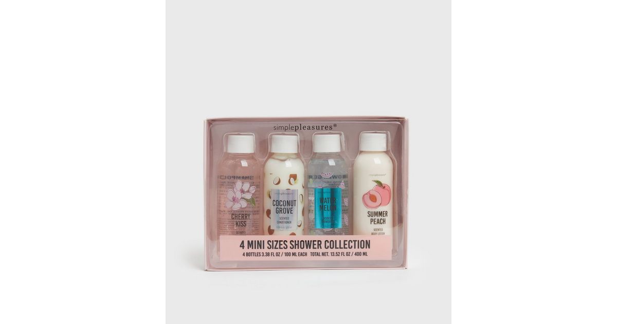 Simple Pleasures 4 Pack Fruit Scented Mini Shower Set | New Look