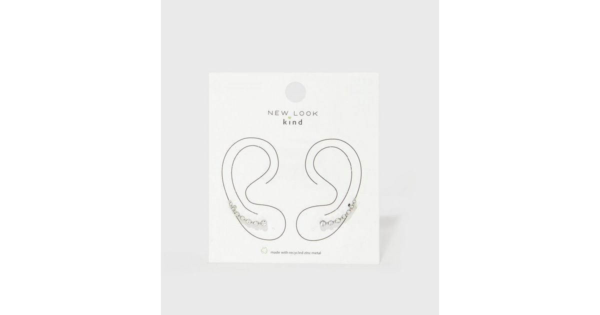 2 Pack Silver Diamanté Ear Cuffs | New Look