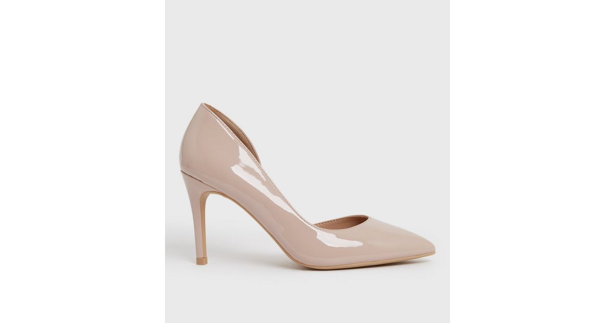 Pale Pink Patent Pointed Stiletto Heel Court Shoes New Look