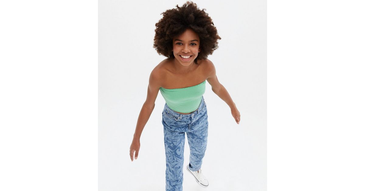 Girls Turquoise Shirred Bandeau Top | New Look