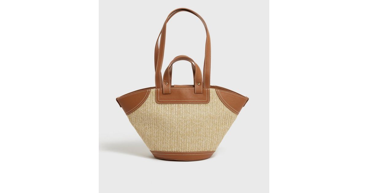 Brown Straw Effect Tote Bag | New Look