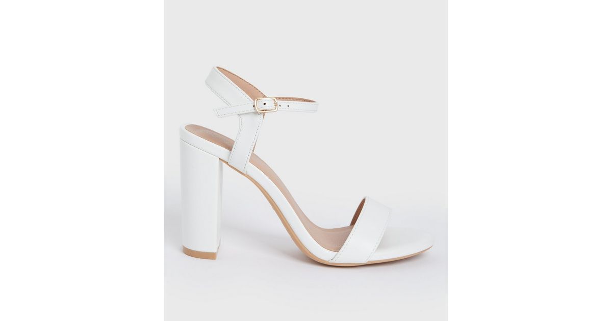 White 2 Part Open Toe Block Heel Sandals | New Look