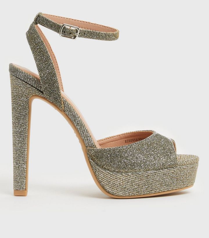Gold Glitter Platform Heels