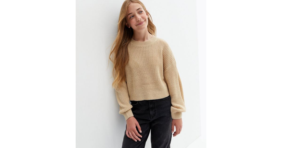 Girls Light Brown Knit High Neck Jumper | New Look