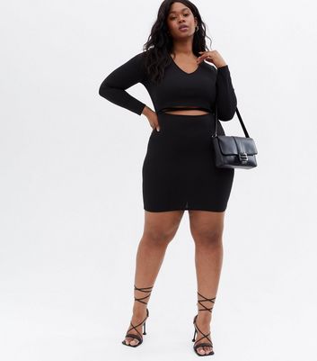 Curves Black Cut Out Bodycon Mini Dress | New Look
