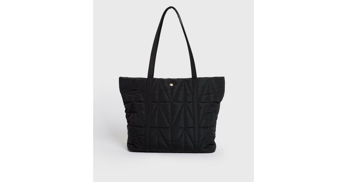 Black Quilted Tote Bag | New Look