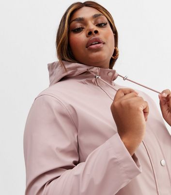 Curves Mid Pink Hooded Anorak | New Look