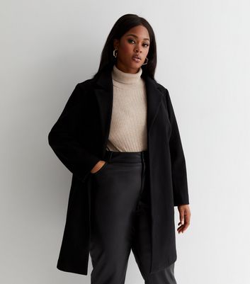 Curves Black Unlined Long Formal Coat | New Look