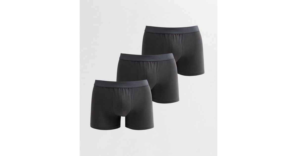 3 Pack Dark Grey Jersey Boxers | New Look