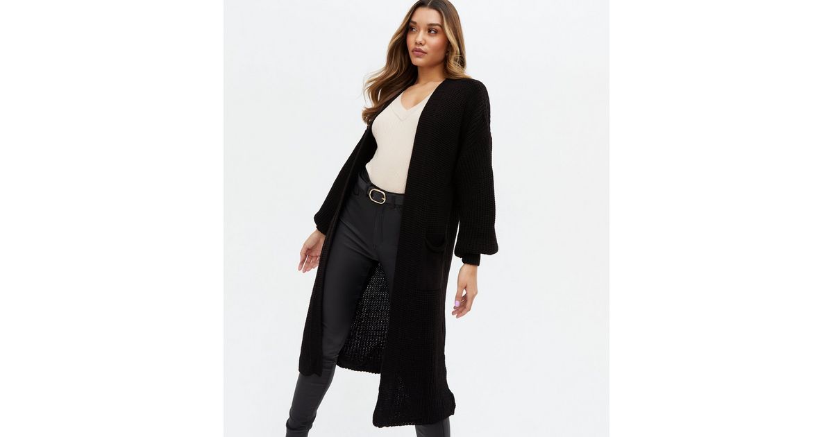 Blue Vanilla Black Chunky Knit Long Cardigan | New Look