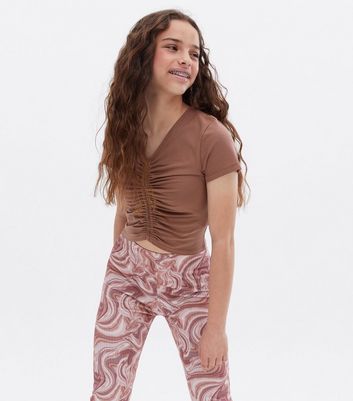 Girls Dark Brown Ruched Front Top | New Look