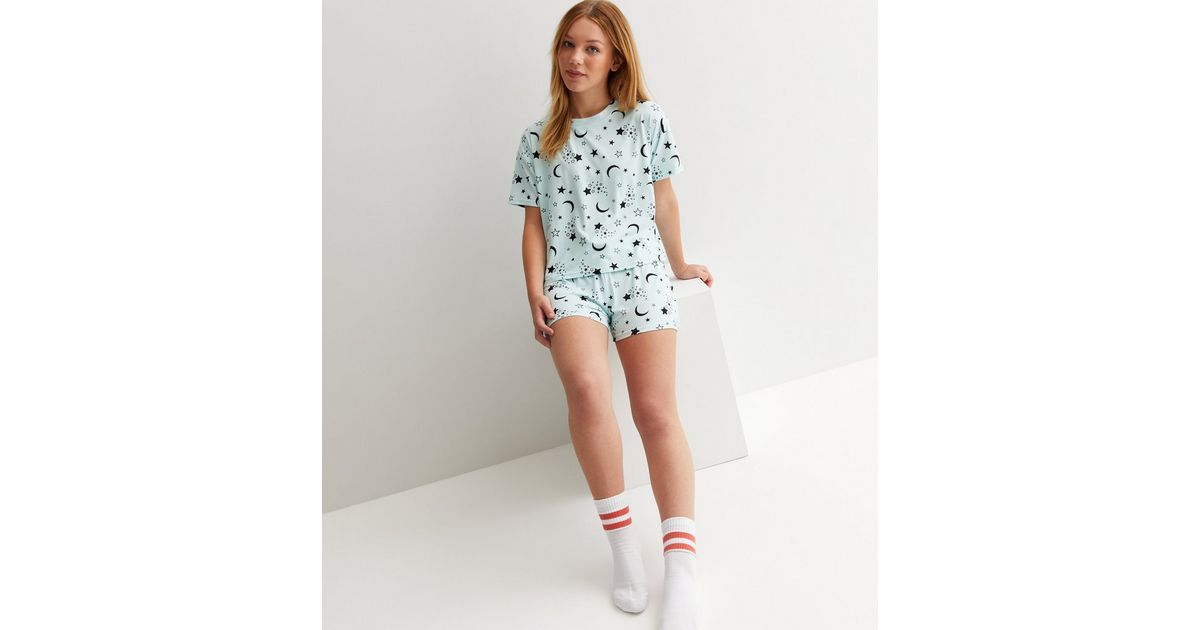 Girls Green Soft Touch Short Pyjama Set with Mystic Print | New Look