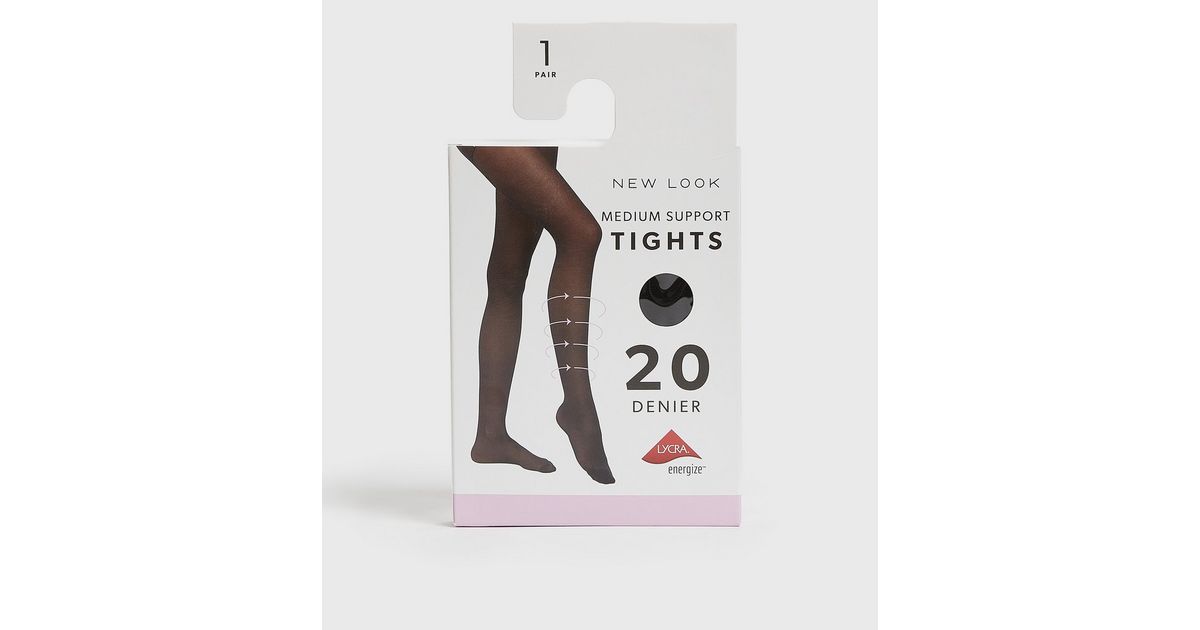Black 20 Denier Medium Support Tights | New Look