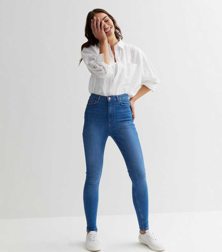 Bright Blue Lift & Shape Jenna Skinny Jeans | New Look