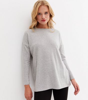 Pale Grey Fine Knit Long Sleeve Top | New Look