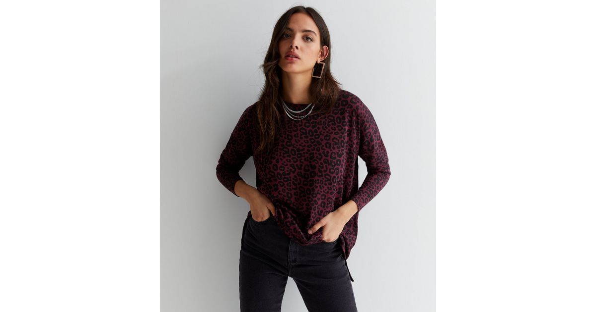 Red Animal Print Round Neck Long Sleeve Top | New Look