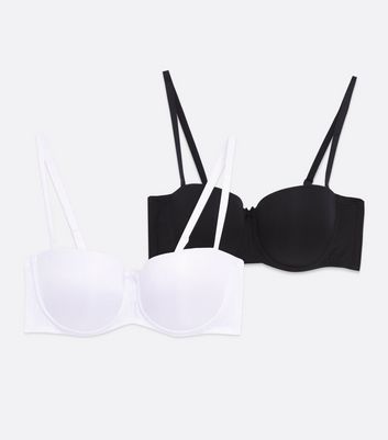 2 Pack Black and White Strapless Bras | New Look