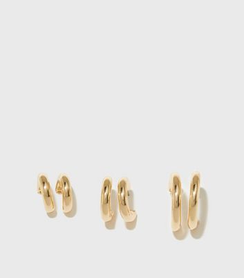 3 Pack Gold Hoop Earrings | New Look