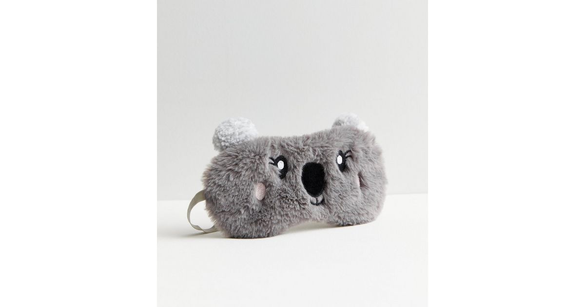 Grey Fluffy Koala Eye Mask | New Look