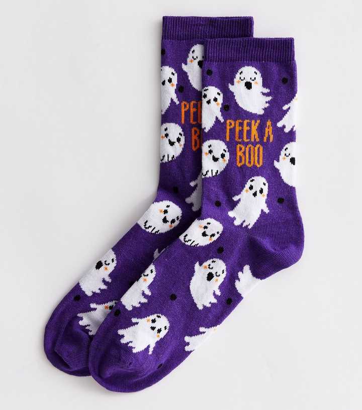 Dark Purple Ghost Peek A Boo Socks | New Look