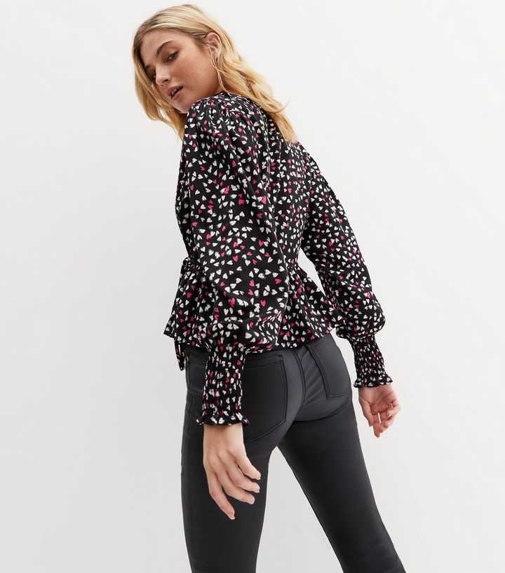 Black And White Heart Blouse MINT VELVET Heart Print Shirt In