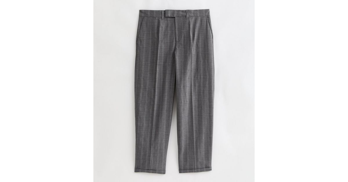 Dark Grey Check Relaxed Fit Trousers | New Look