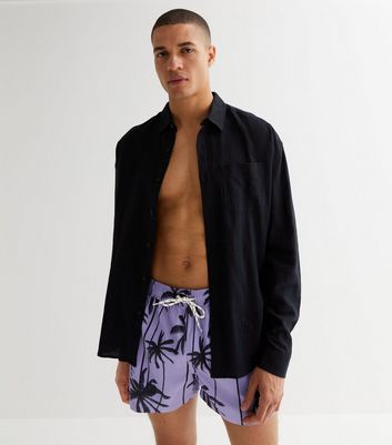 Lilac Palm Tree Swim Shorts | New Look